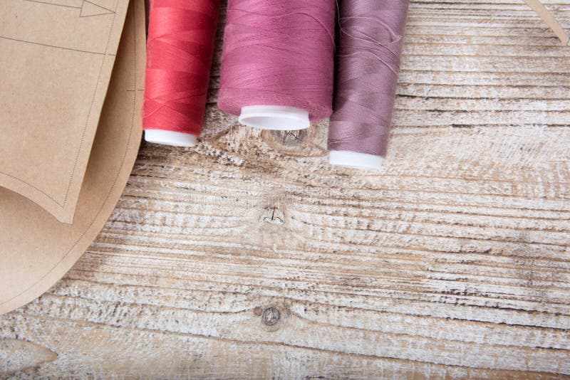 Objects for Sewing Clothes. Roulette, Coil, and Patterns on the Table ...