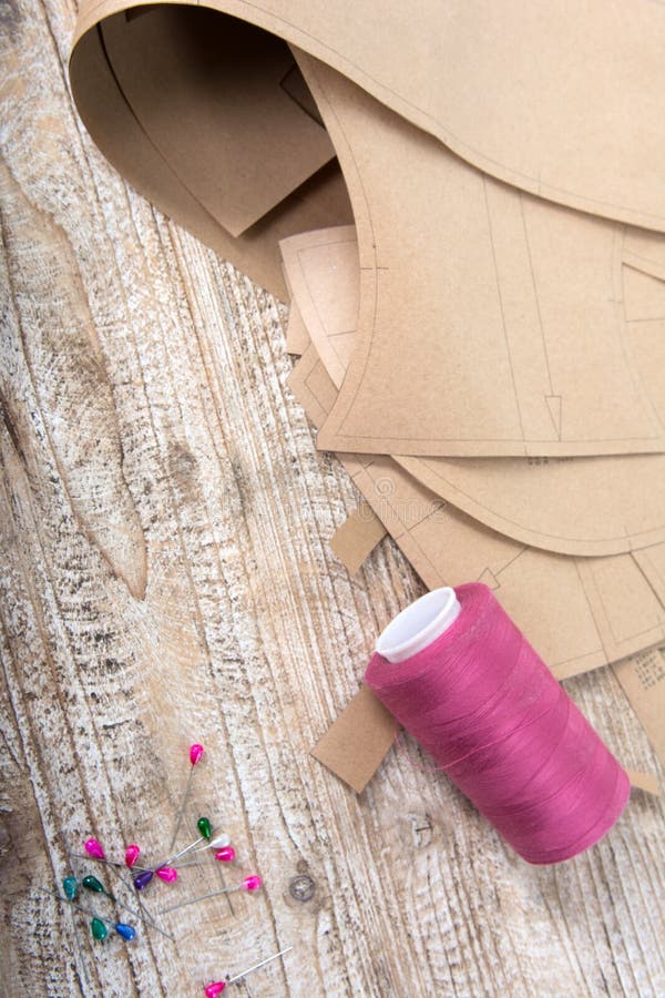 Objects for Sewing Clothes. Roulette, Coil, and Patterns on the Table ...