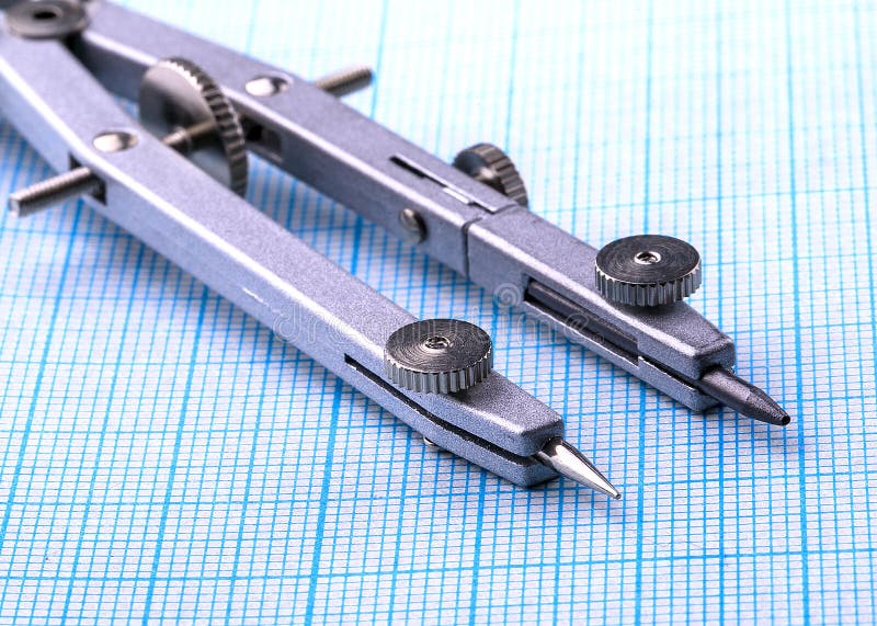 The Objects for Sketching and of Work on Graph Paper Stock Image ...