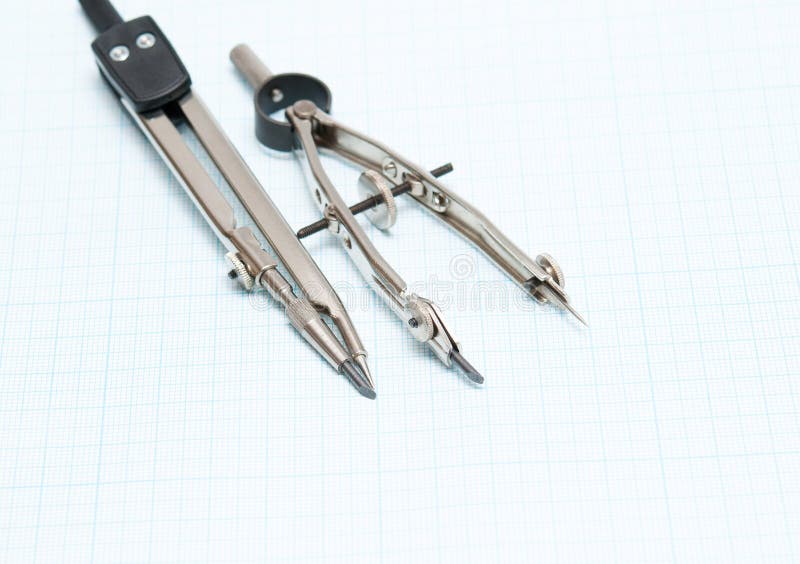 The Objects for Sketching and of Work on Graph Paper Stock Image ...