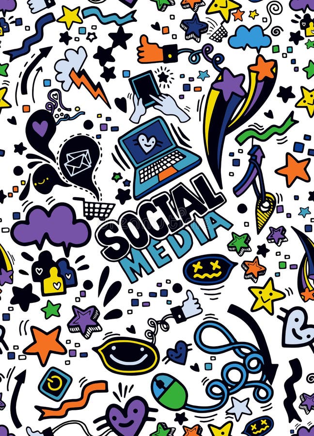 Objects and Symbols on the Social Media Element.seamless Backgro Stock ...