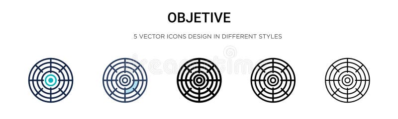 Objetive Icon in Different Style Vector Illustration. Two Colored and ...