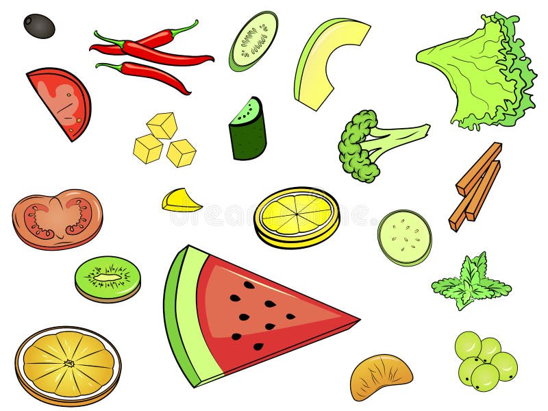Objeto En El Fondo Blanco Mucha Comida, Componentes De La Comida ...