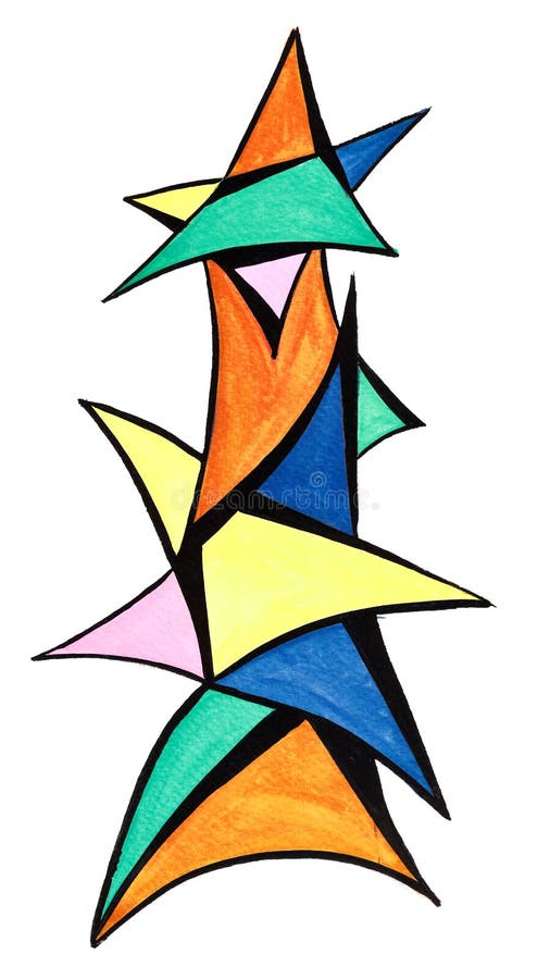 Objetos Triangulares Geométricos Dibujados Stock de ilustración ...