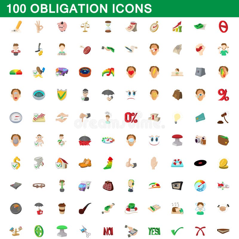 100 Obligation Icons Set, Isometric 3d Style Stock Vector ...