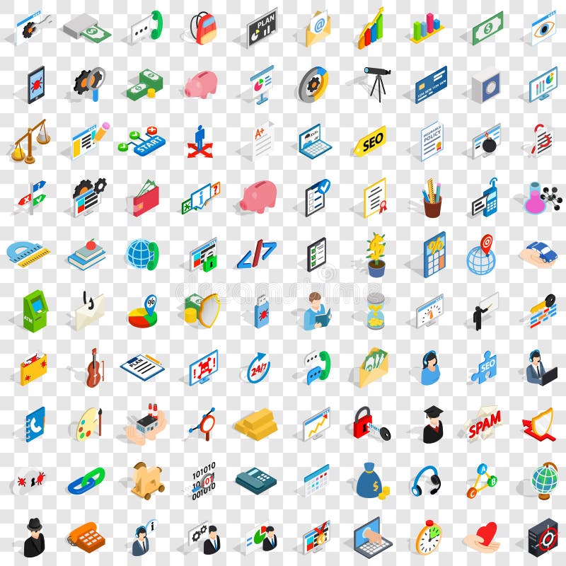 100 Obligation Icons Set, Isometric 3d Style Stock Vector ...