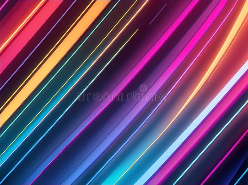 Oblique Coloured Lines Abstract Neon Lights Background, Generative ...