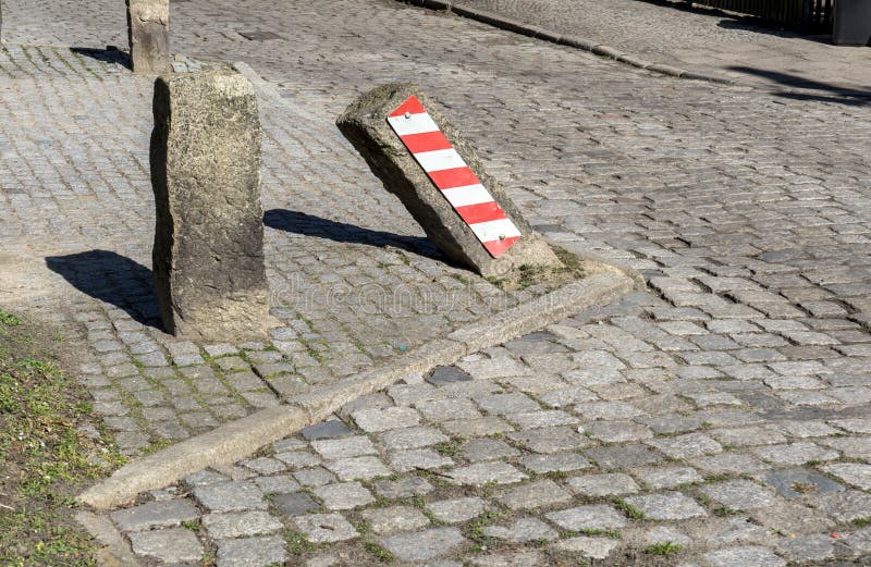Oblique Stone on the Roadside Stock Image - Image of roadside, pavement ...