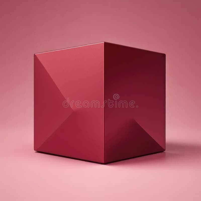 An Oblong Crimson-colored Cube with Sharp Corners Podium, Empty ...