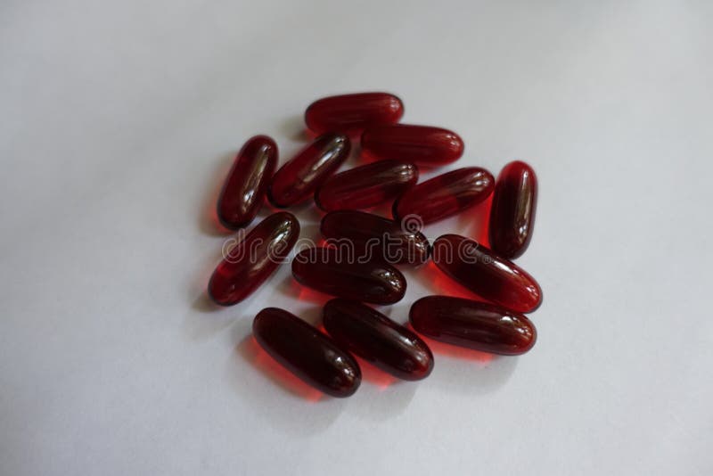 Oblong Red Capsules of Krill Oil Stock Photo - Image of care, capsule ...