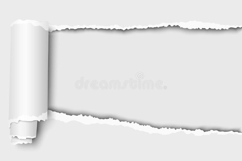 Oblong Snatched Hole in White Sheet of Paper from Right Side To Left ...