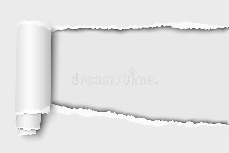 Oblong Snatched Hole in White Sheet of Paper from Right Side To Left ...