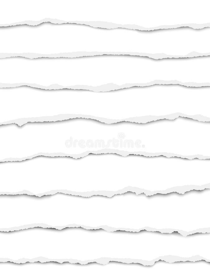 Oblong Torn White Paper Strips Placed One Under Another with Soft ...