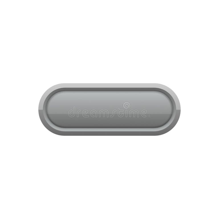 An Oblong Universal Button in Grey Stock Illustration - Illustration of ...