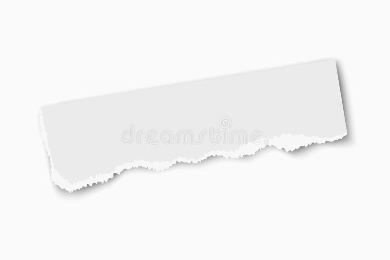Oblong Vector Paper Tear Fragment with Soft Shadow Isolated on White ...