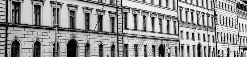 Oblong View of Street Facade Buildings Together with Rows of Win Stock ...
