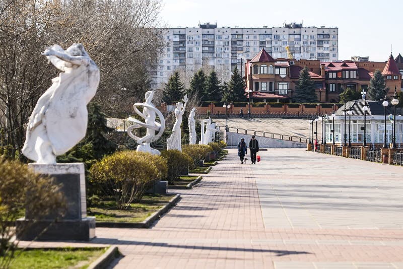Obolon Embankment in Obolon District in Kyiv, Ukraine. March 2020 ...