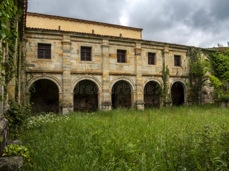Monastery of Santa María La Real De Obona. Asturias, Spain. Stock Photo ...