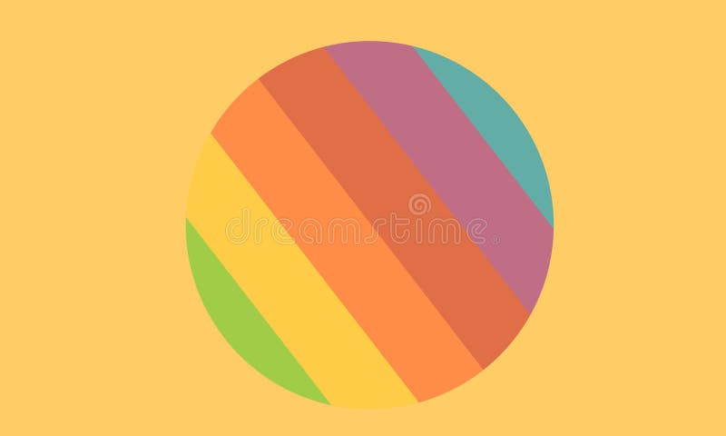 Vibrant Circle with Diagonal Stripes on Yellow Background Stock ...