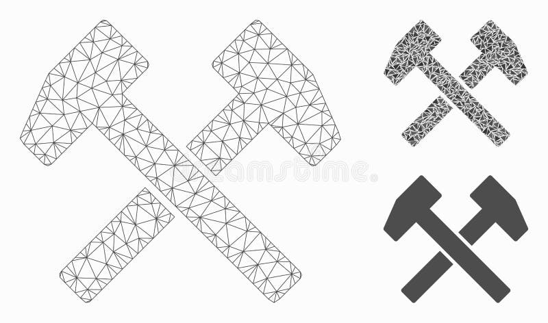 Obra Hammers Vector Mesh Modelo 2D E Icono De Mosaico Triangular ...