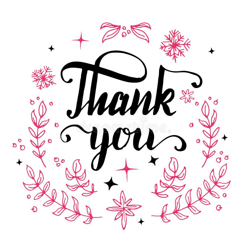 Obrigado Caligrafia Do Design Floral Ilustração do Vetor - Ilustração ...