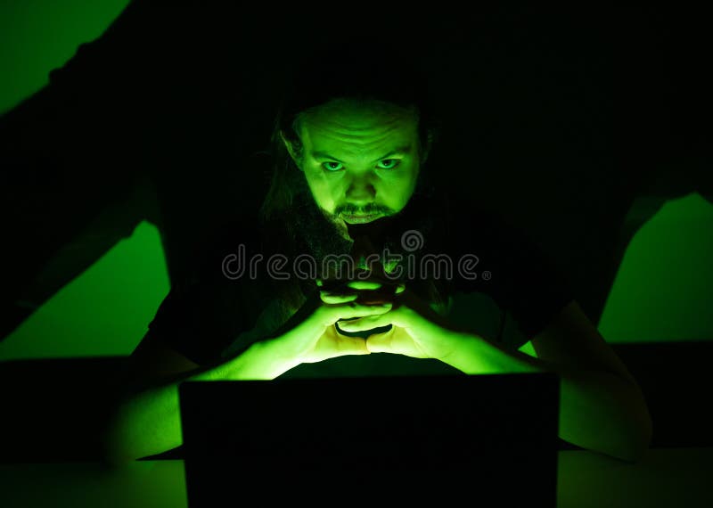 Obscure Man is Looking Forward with an Evil Look in His Eyes Stock ...