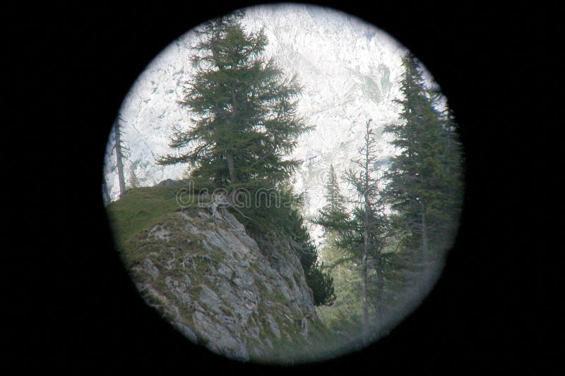 Observation with Binoculars in Nature, View through Binoculars Stock ...