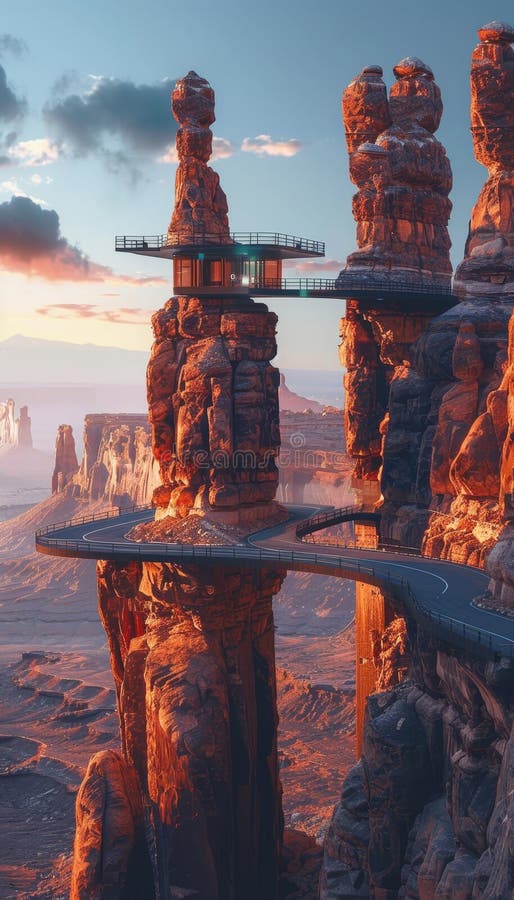 Observation Deck Amidst Road Construction Surrounded by Dramatic ...