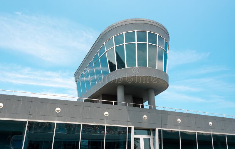 Observation Deck in a Building with a Glass Windows Stock Photo - Image ...