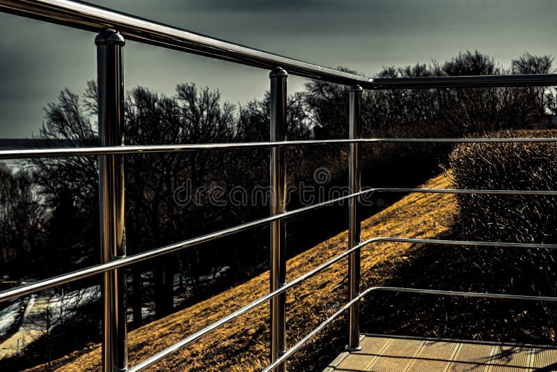 Observation Deck and Fencing from Falling from a Height. Stock Image ...