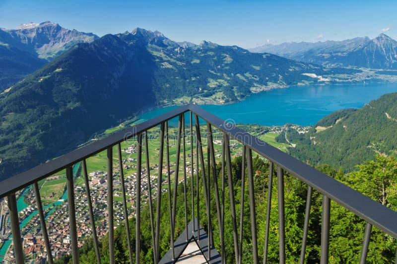 Observation Deck on Lookout, Viewpoint in Alps Mountains Stock Photo ...