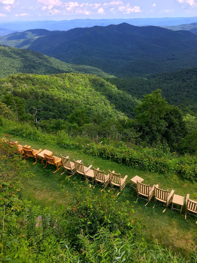 Observation Deck in Pisgah Inn Stock Image - Image of mountains, chairs ...