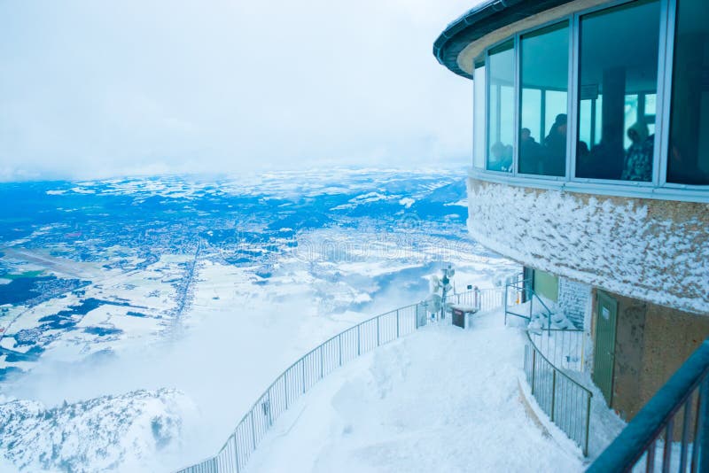 The Observation Deck on the Top of the Mountain Stock Image - Image of ...