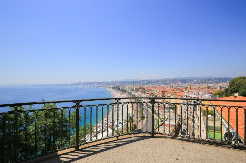 Observation Deck with a Top View Beach in French Riviera Stock Photo ...