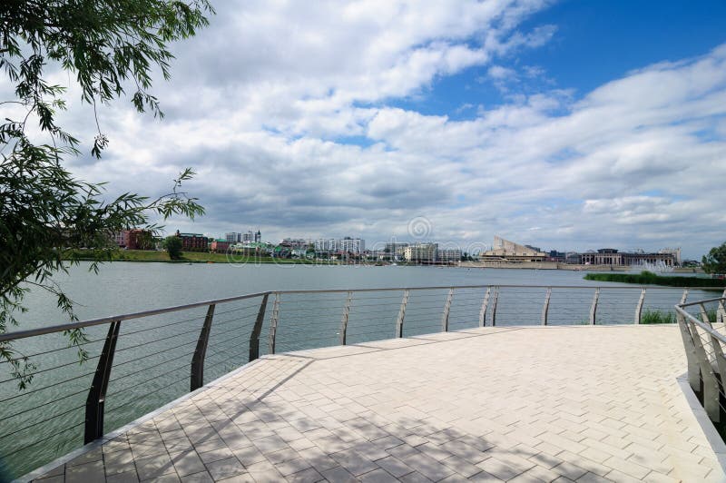 The Observation Deck on the Waterfront of Lake Kaban. Stock Image ...
