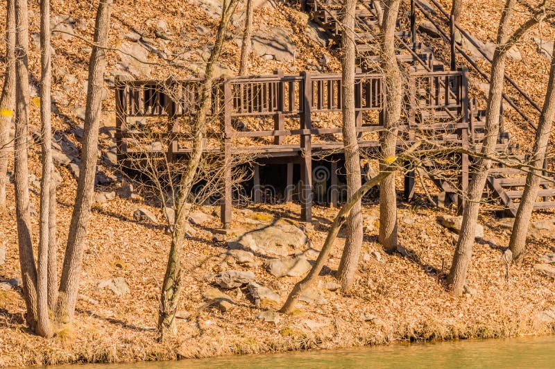 Observation Deck in a Wooded Area Stock Photo - Image of winter ...