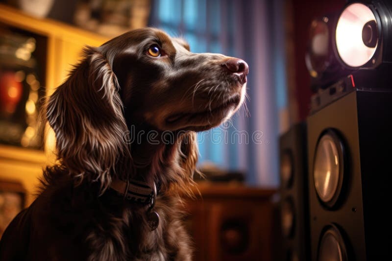 Observation of a Dog Listening To Commands through a Bluetooth Speaker ...