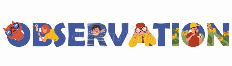 Observation Flat Text Composition Stock Vector - Illustration of banner ...