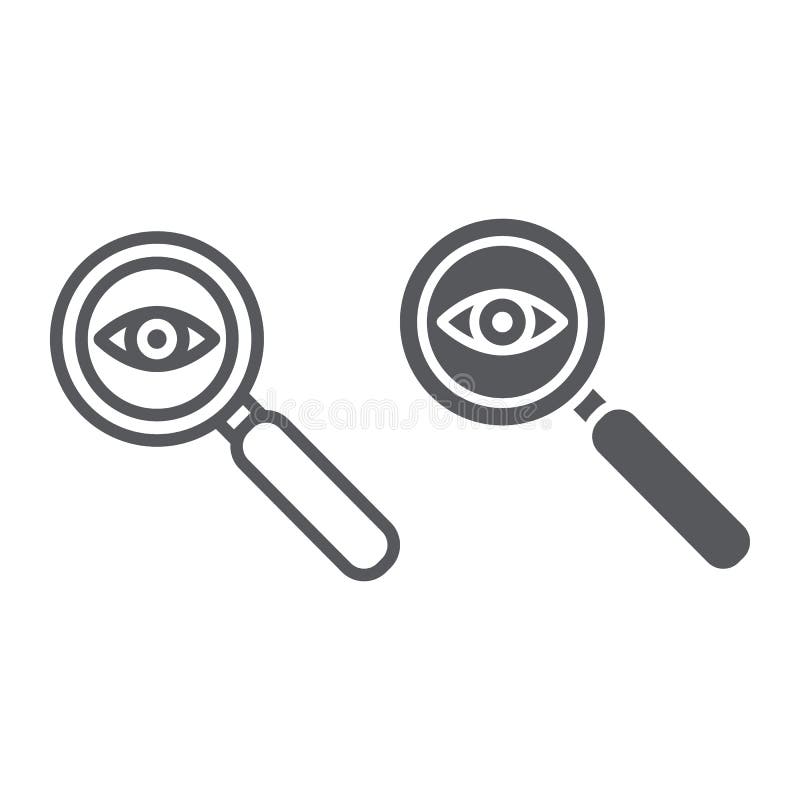 Observation Line Icon, Surveillance and Lens, Eye and Magnifier Sign ...