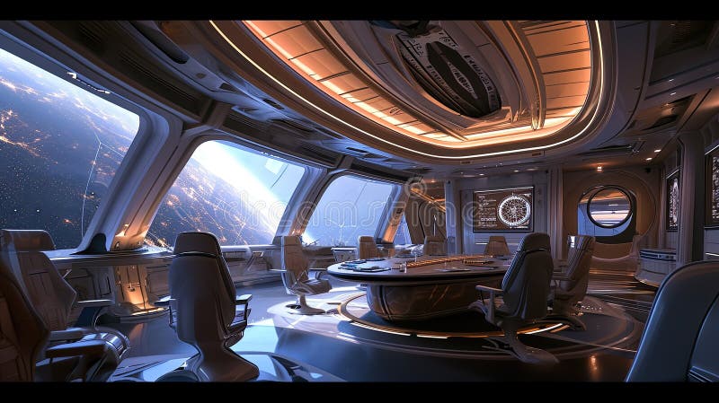 Observation Lounge in a Starship Stock Illustration - Illustration of ...