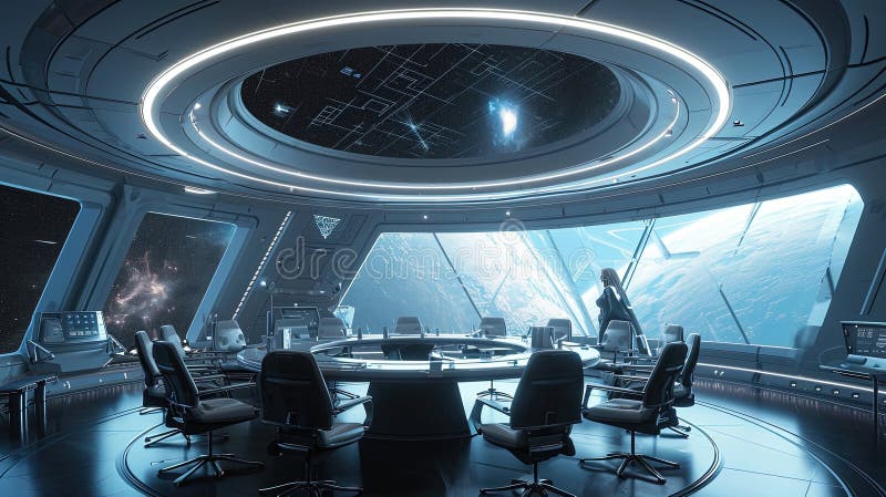 Observation Lounge in a Starship Stock Illustration - Illustration of ...