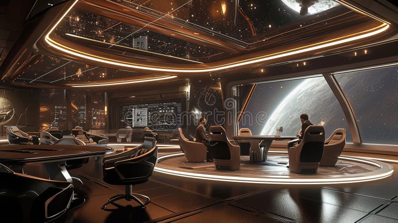 Observation Lounge in a Starship Stock Illustration - Illustration of ...
