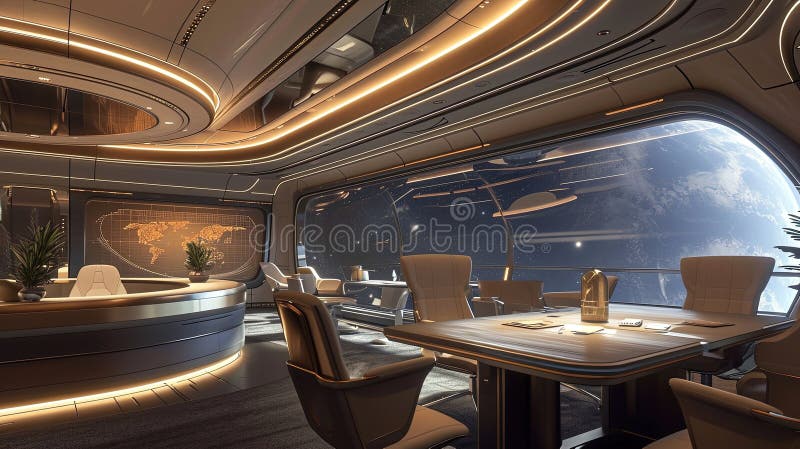 Observation Lounge in a Starship Stock Illustration - Illustration of ...