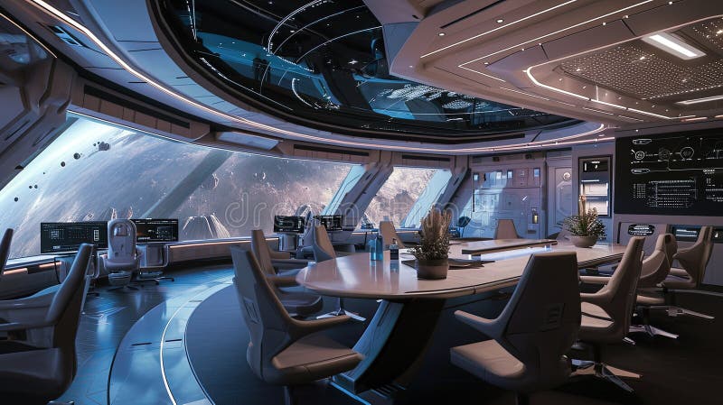 Observation Lounge in a Starship Stock Illustration - Illustration of ...