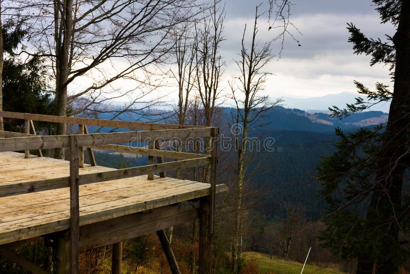 The Observation Platform in the Mountains Stock Photo - Image of ...
