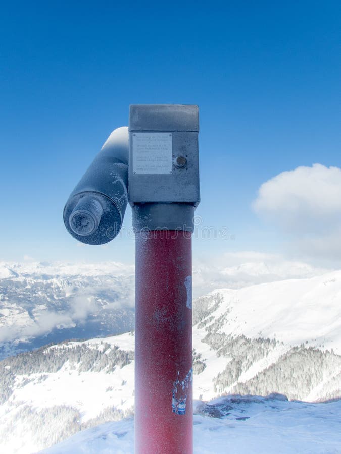 An Observation Point High on the Swiss Alps after a Snowfall Stock ...
