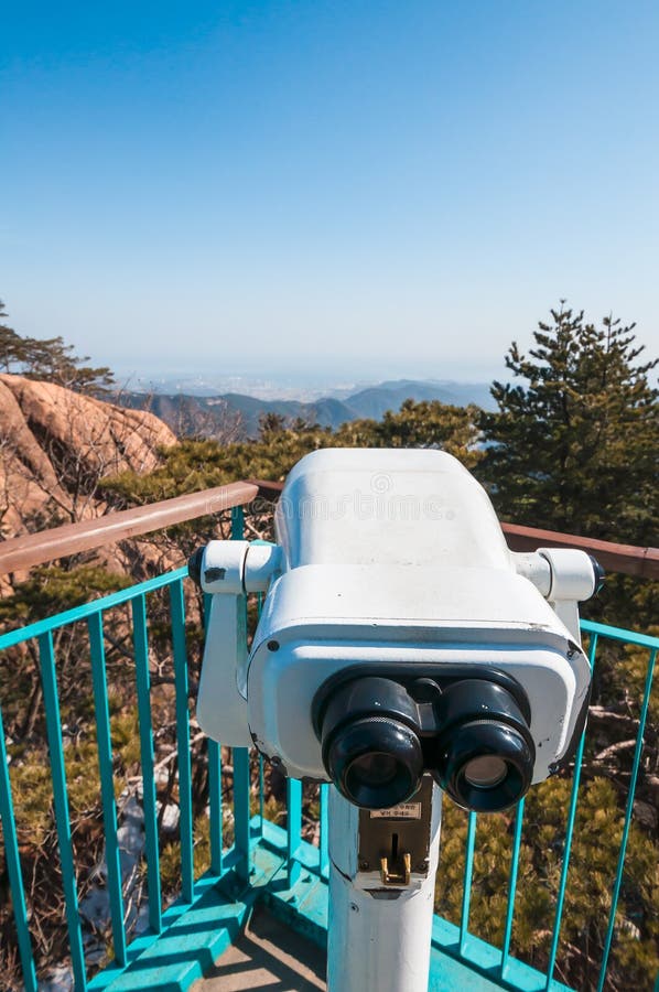 Observation Point with Telescope Stock Image - Image of seorak, glass ...