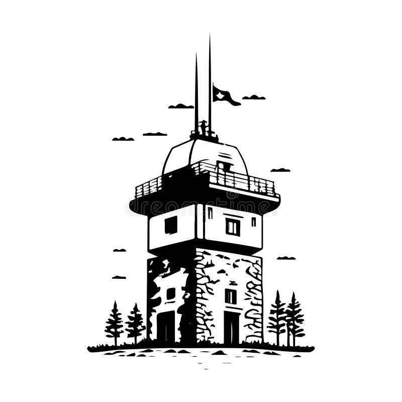 Observation Post Icon Hand Draw Black Colour Army Logo Symbol Perfect ...