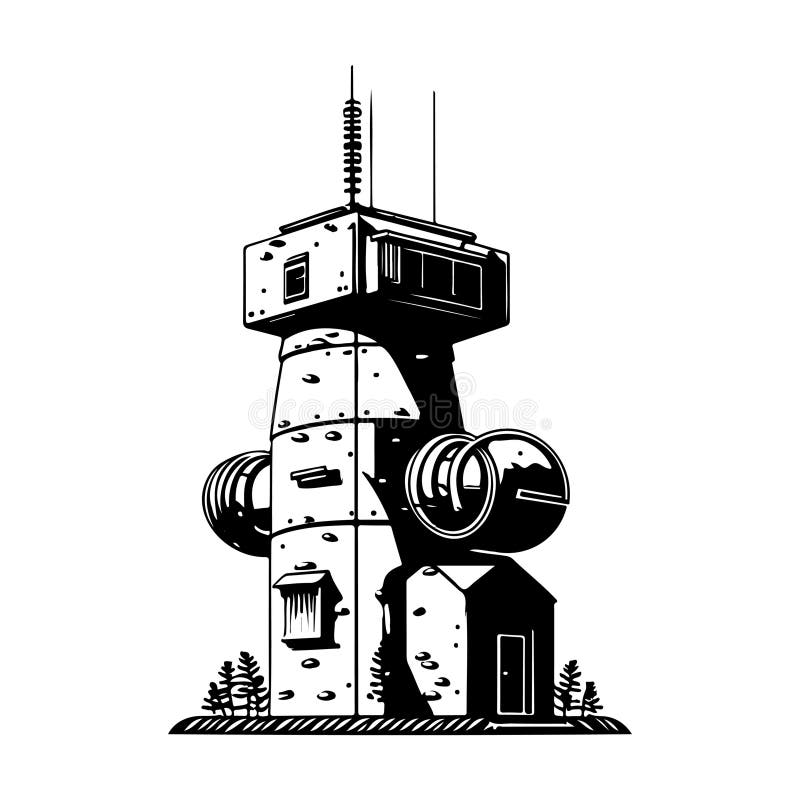 Observation Post Icon Hand Draw Black Colour Army Logo Symbol Perfect ...