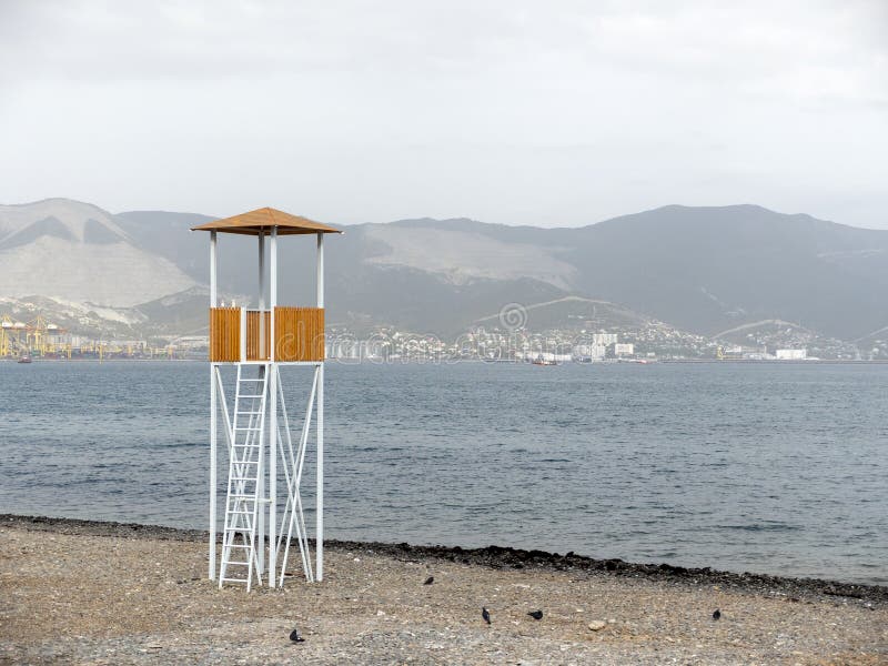 Observation Tower on the Beach Rescue Post Stock Image - Image of ...